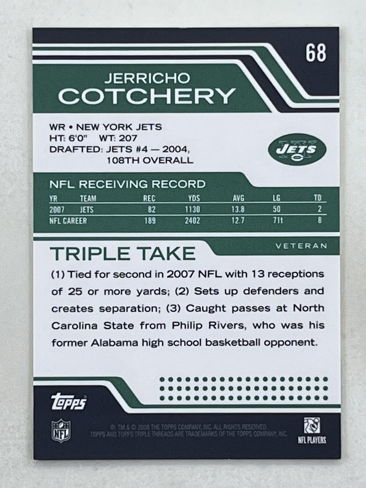 2008 Topps Triple Threads - Emerald #68 Jerricho Cotchery /149 for sale ...