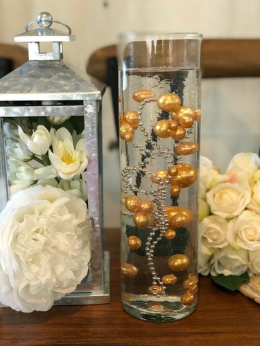 Floating Pearls Centerpiece Gold Pearls 80pc mix size pearls - DIY ...