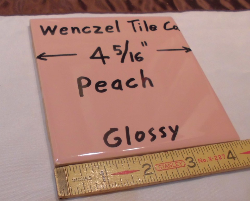 1 pc. *Peach* Glossy Ceramic Tile by Wenczel Tile Co. 4-5/16"- 4-3/8 ...