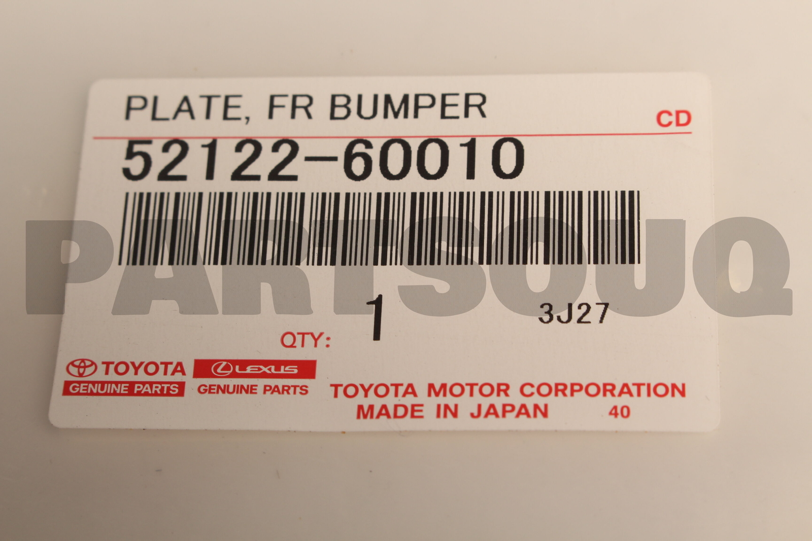 5212260010 Genuine Toyota PLATE, FRONT BUMPER REINFORCEMENT, CENTER ...