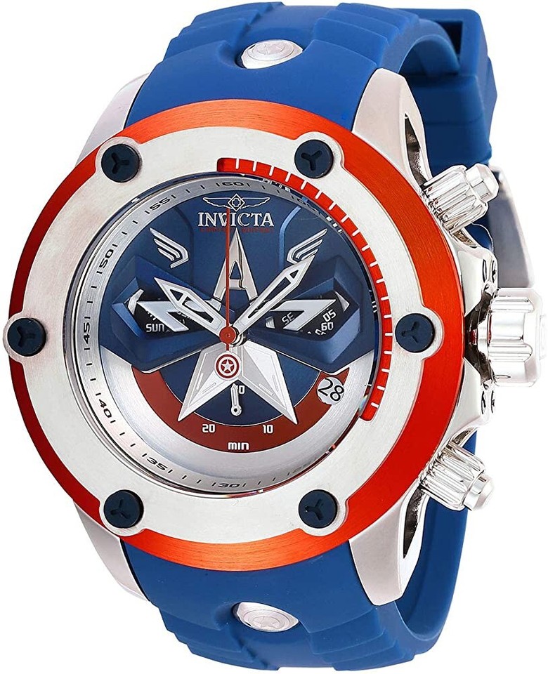 Invicta Marvel Captain America 52mm Ltd 48/3000 Swiss Chrono 3 slot ...