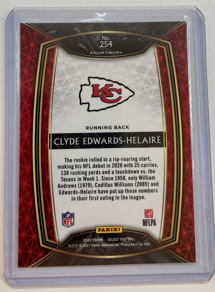 2020 Panini Select Football Clyde Edwards-Helaire Club Level Rookie ...
