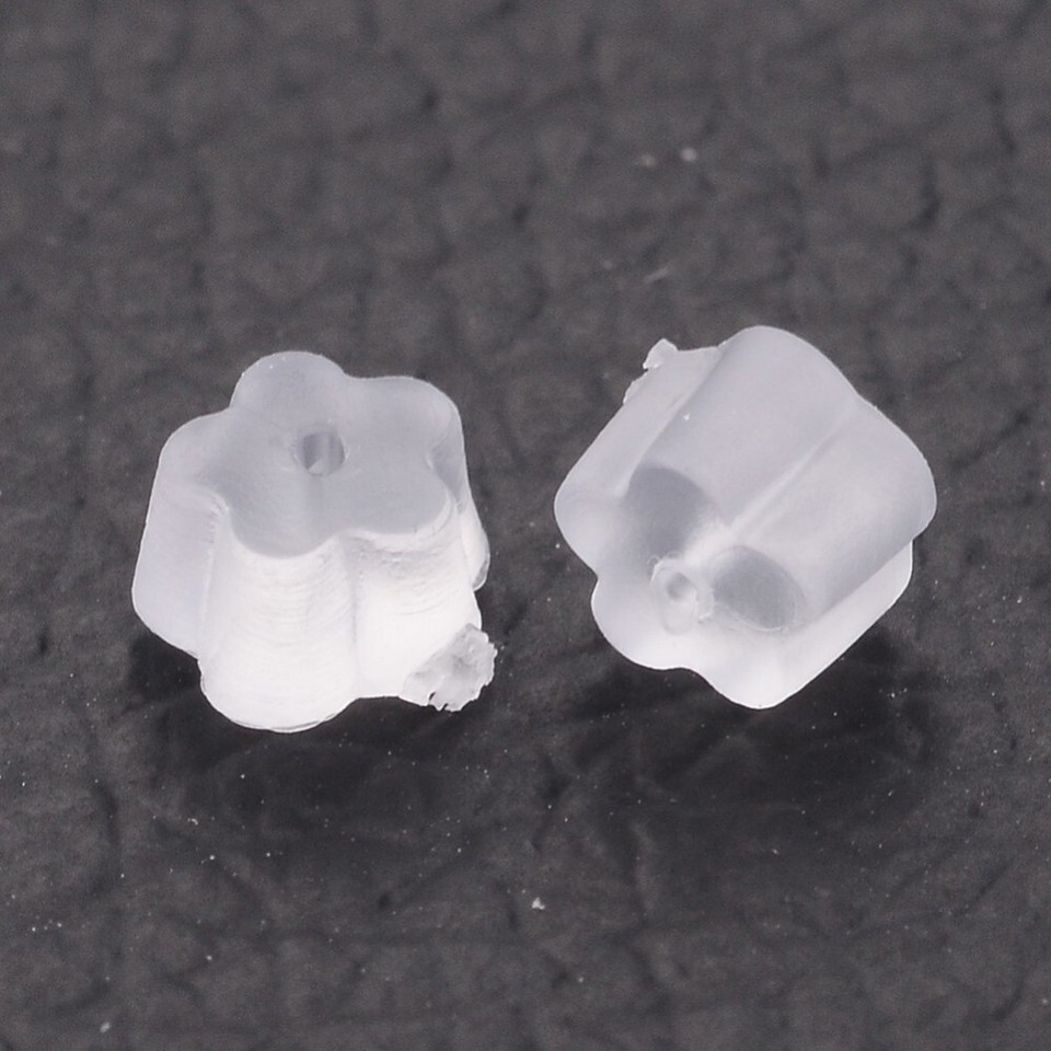 500 pcs Clear Translucent Plastic Earring Back Stoppers Nuts - 4mm ...