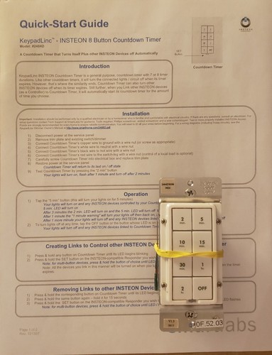 INSTEON Keypad 8-Button 2484D White / Countdown Timer w Guide SCE 18-T2 | eBay