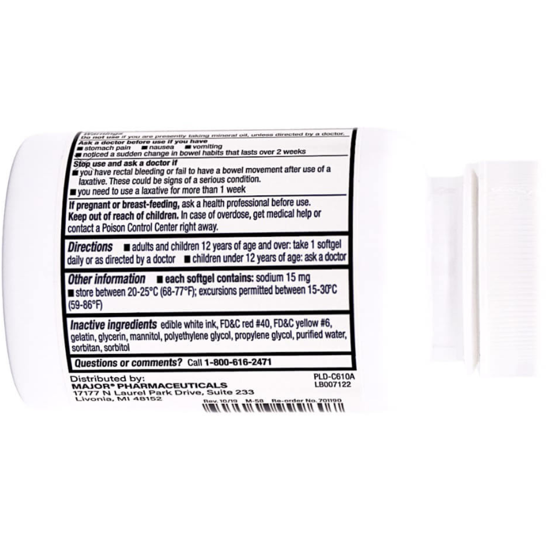 Major Extra Strength Docusate Sodium 250 mg - 100 Softgels | Colace Exp ...