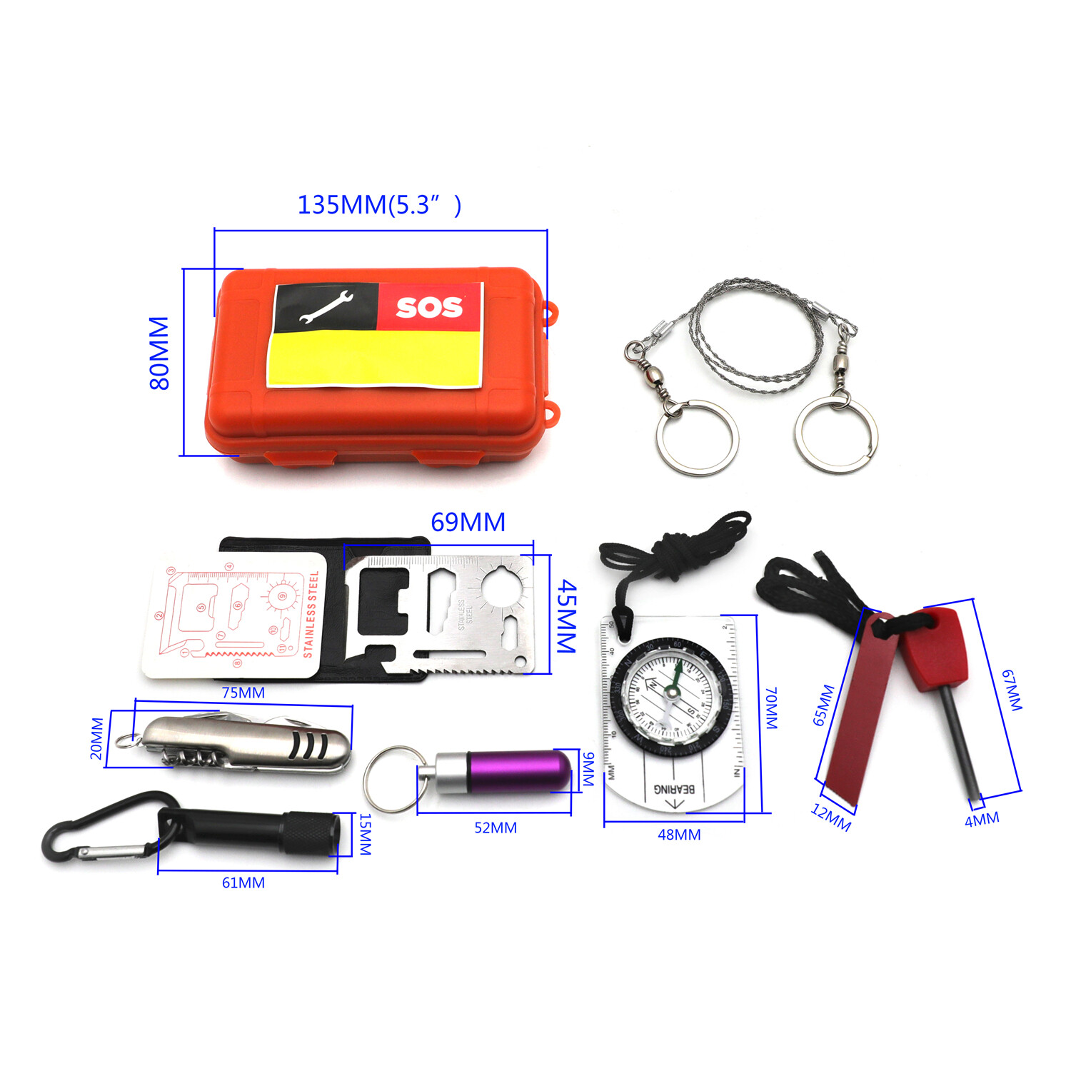 Emergency Gear Tools Box SOS Help Outdoor Sport Camping Hiking Survival ...