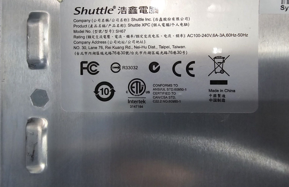 Shuttle XPC SH67 Cube Computer PC Intel i5-3450, 500GB HDD, 8GB Ram, NO ...