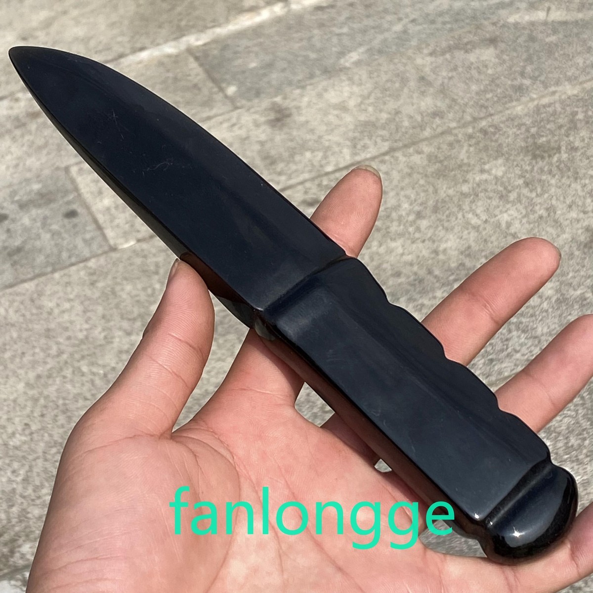 Real Obsidian Knife Blue Obsidian Knife W/ Wooden Handle Etsy