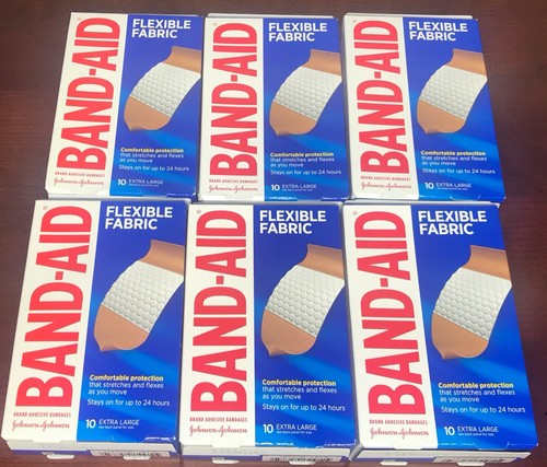 BAND-AID Extra Large Size Adhesive Bandages 10 Each - LOT of 6 ...
