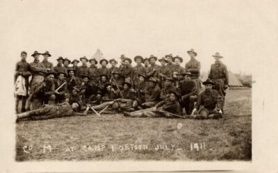1911 Real Photo Post Card: Company M at Camp Fortson Washington ...