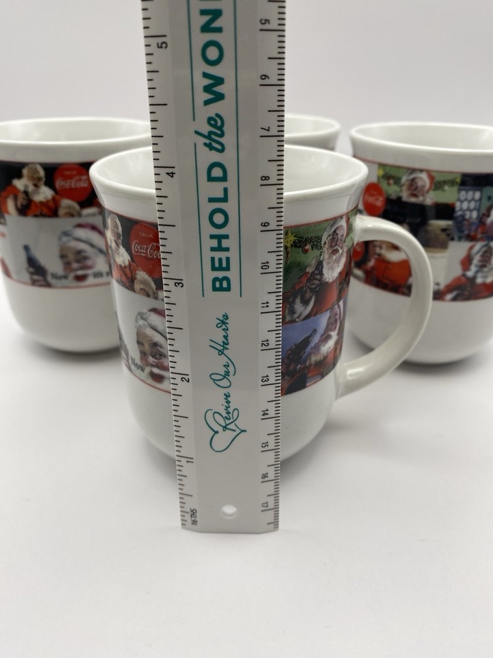 Vtg Coca Cola Brand Dinnerware—4 Mugs—Santa Collage—Stoneware—Sakura ...