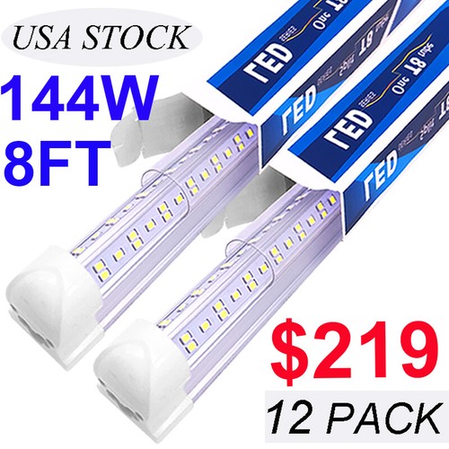 T8 8FT LED Shop Light Fixture 144W 6500K Linkable High Output Ceiling ...
