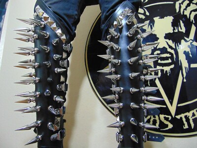 LEATHER SPIKED SHIN GUARD.BLACK METAL...(MDLSG0117).....DIMMU BORGIR | eBay