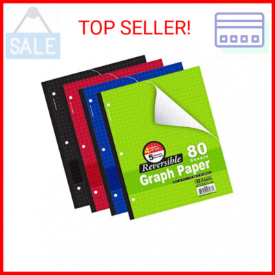 BAZIC Notebook 80 Sheets 5" Quad Graph Ruled Notebooks Reversible 4 ...