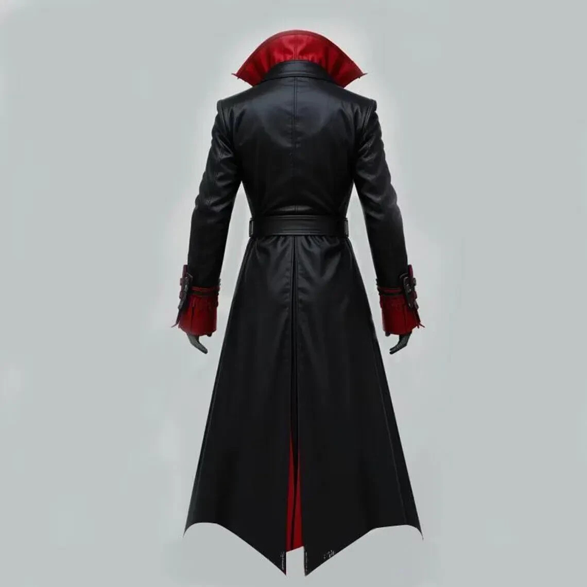 Gothic Trench Coat Black Red | Vampire Steampunk Victorian Cotton ...