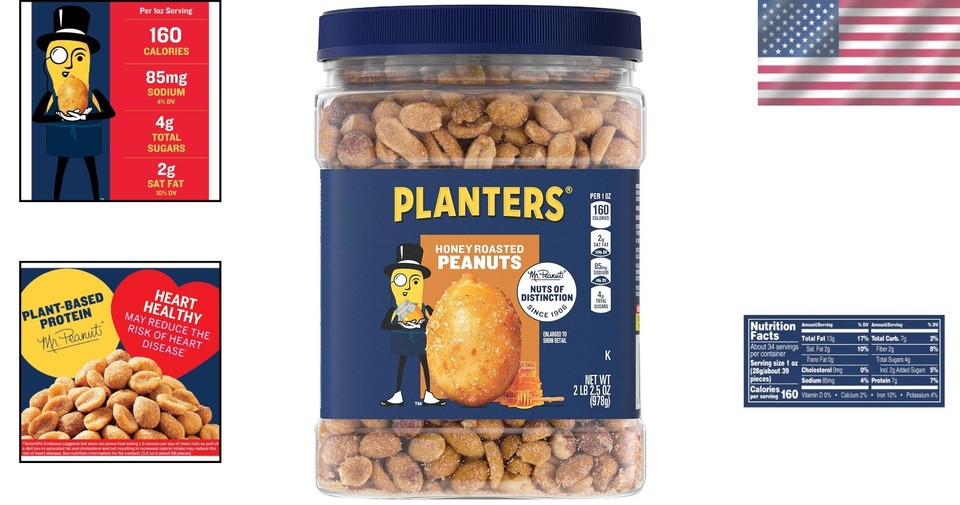 Honey Roasted Peanuts 6-Pack - Delicious Shareable Snack in 34.5 oz ...