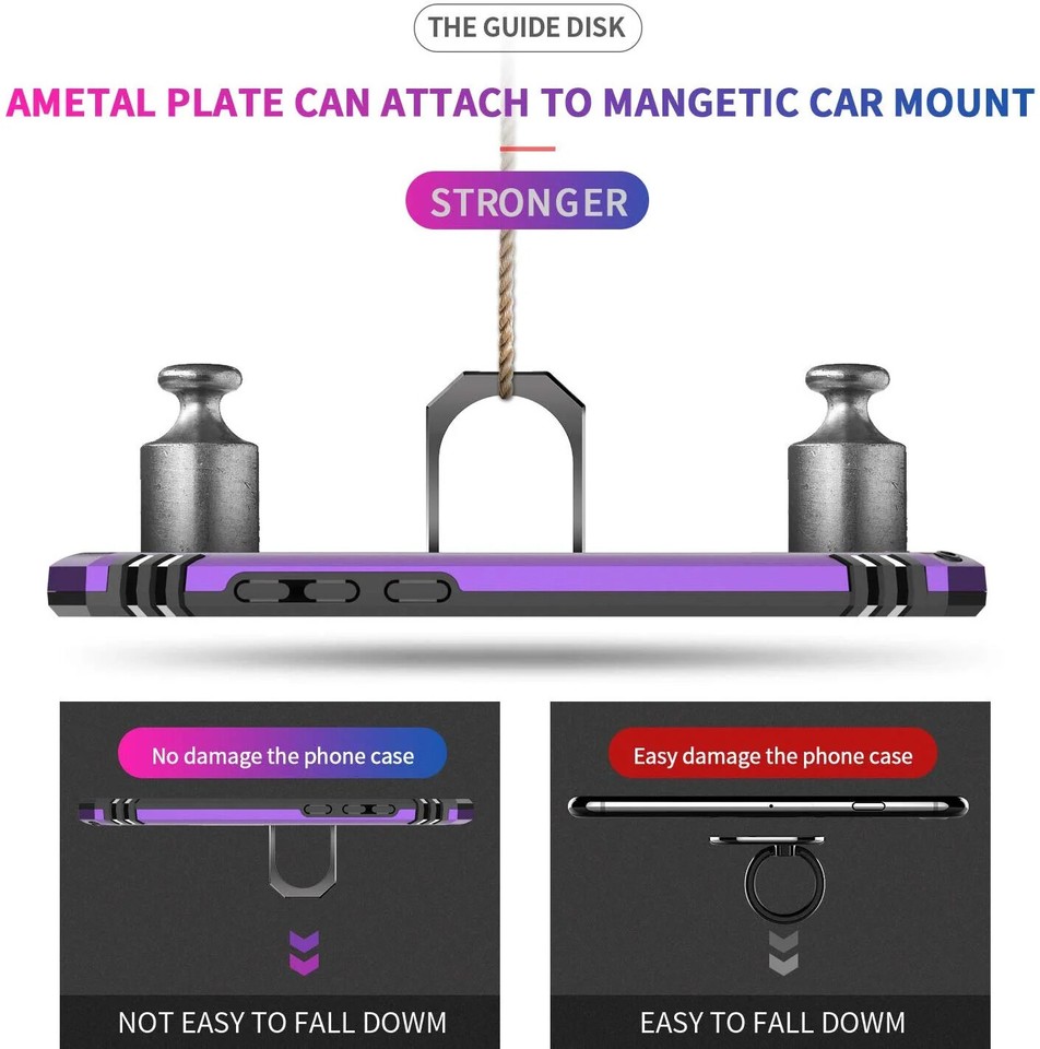 For Samsung Galaxy A20 A50 Case, Magnetic Metal Ring Stand Cover ...