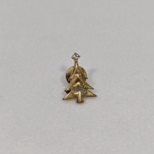 Avon Christmas Tree Lapel Pin Vintage Gold Tone Rhinestone Star 1" tall ...