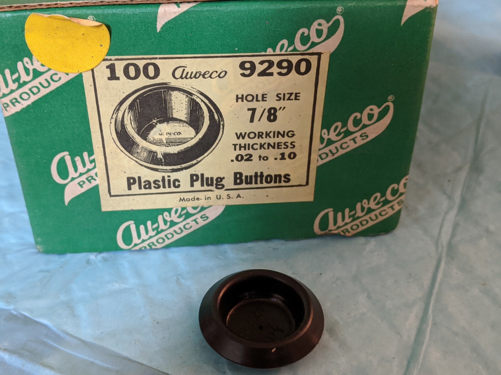 Auveco 9290 Plastic Plug Buttons 7/8" hole size .02-.10 working thickness 100ct | eBay