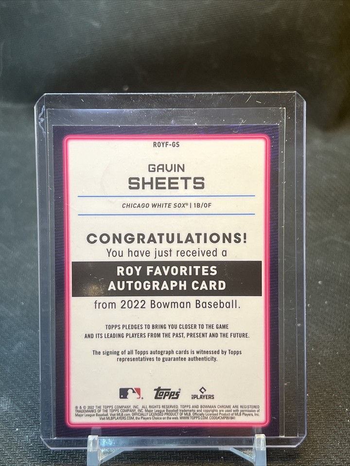 2022 Bowman Chrome Rookie Of The Year Autograph Gold Gavin Sheets #12/ ...