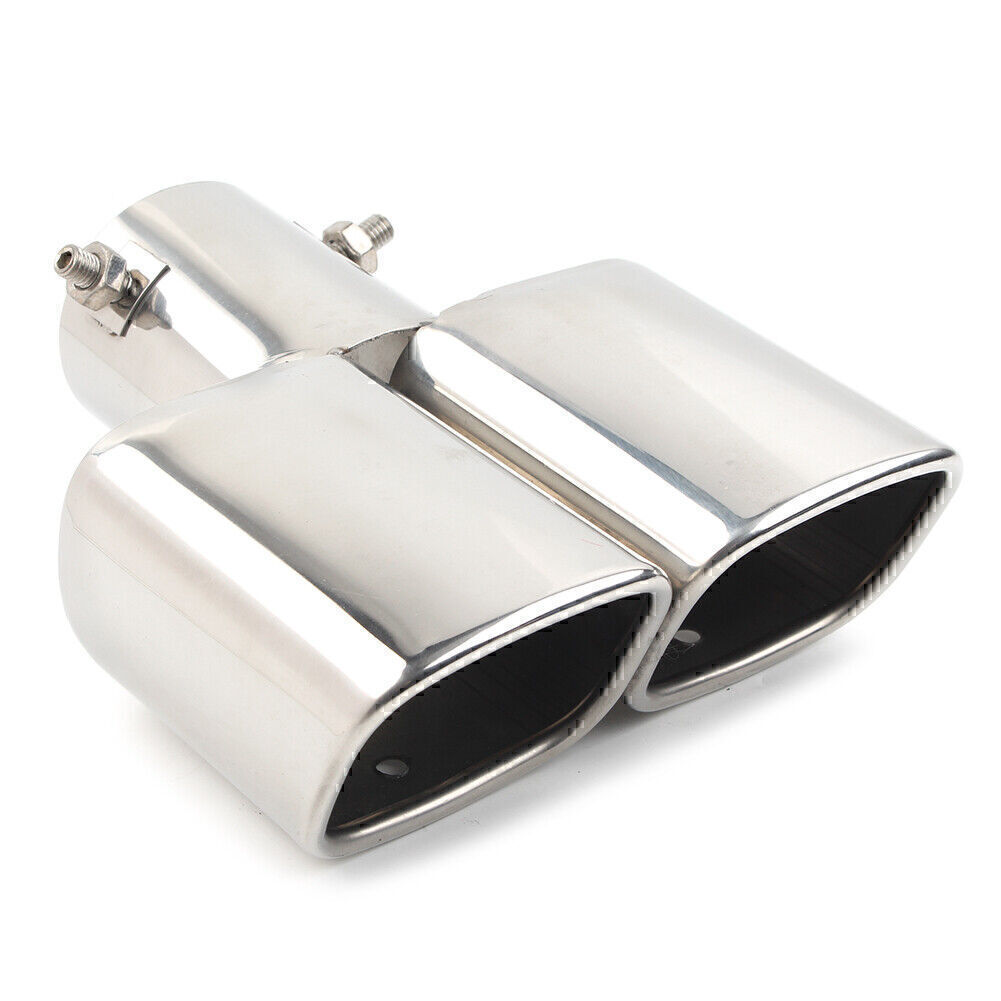 New Stainless Steel Rear Exhaust Dual Pipe Tail Muffler Tip Square ...