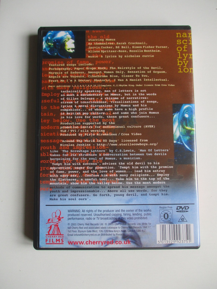 MOMUS - MAN OF LETTERS - DVD (2003 Documentary) - SARAH CRACKNELL ...