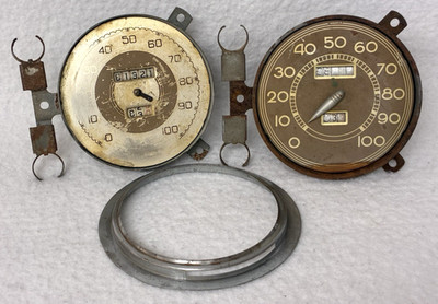 VINTAGE FORD SPEEDOMETER PARTS LOT,30s-40s,BEZEL,LIGHT BULB BRACKET ...