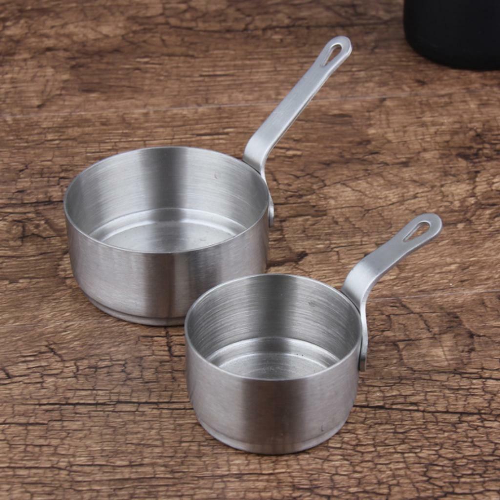 2pcs Stainless Steel Saucepan Small Cooking Pot Milk Pans Coffee Warmer ...