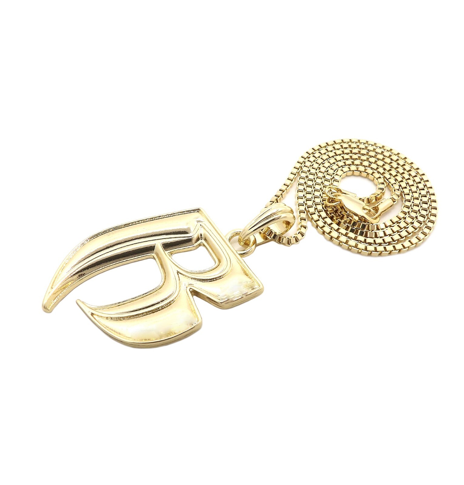 Hip Hop Ruff Ryders Piece Pendant 24" Box Chain Necklace Gold Plated ...