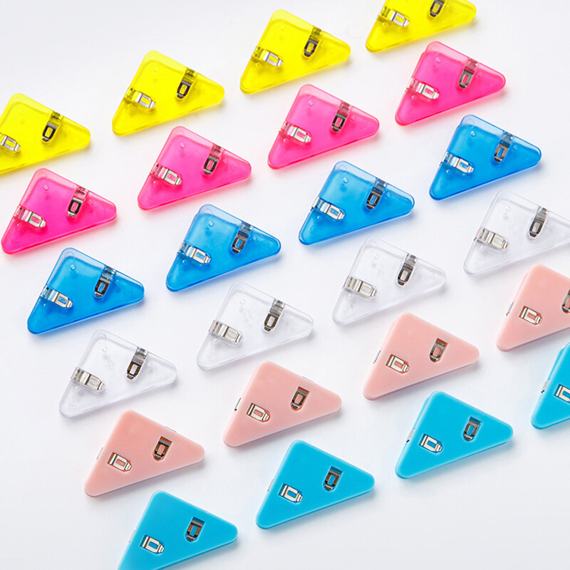 10pcs Colorful File Triangle Corner Clips Simple Transparent Book ...