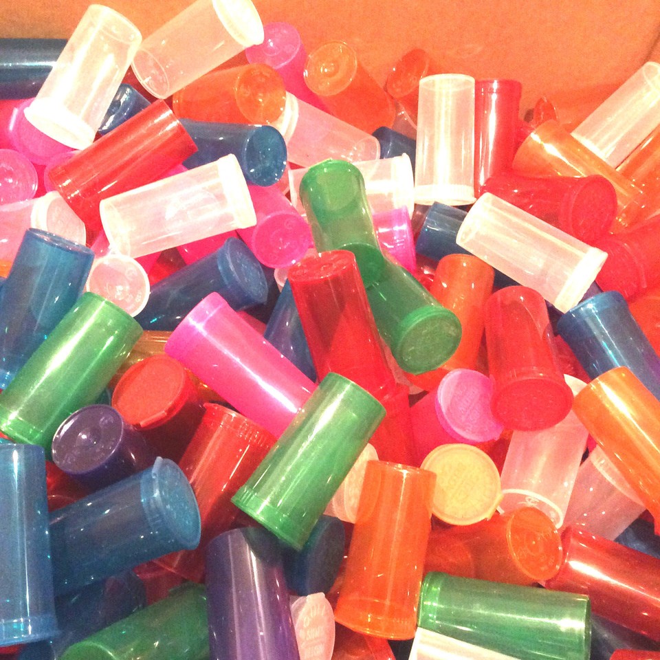 50 PC BLUE Squeeze Pop Top Stash Can Jar Tube Bottles 2.75" x 1.25 ...