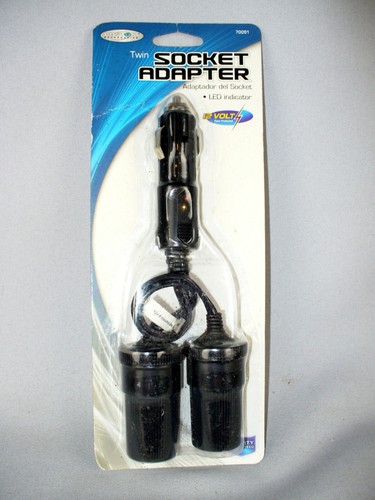 TWIN DOUBLE CIGARETTE SOCKET ADAPTER 12V POWER PLUG WITH LED CAR/BOAT ...