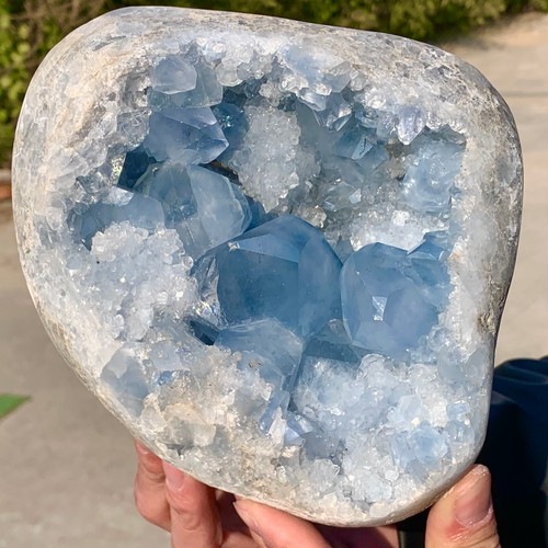 8.7LB Natural Blue Celestite Geode QuartzCrystal Mineral Specimen ...