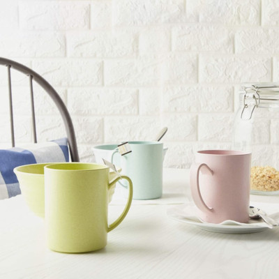 Wheat Straw Tea Cups Set Stackable Unbreakable Coffee Mugs 13.8 Oz Set ...