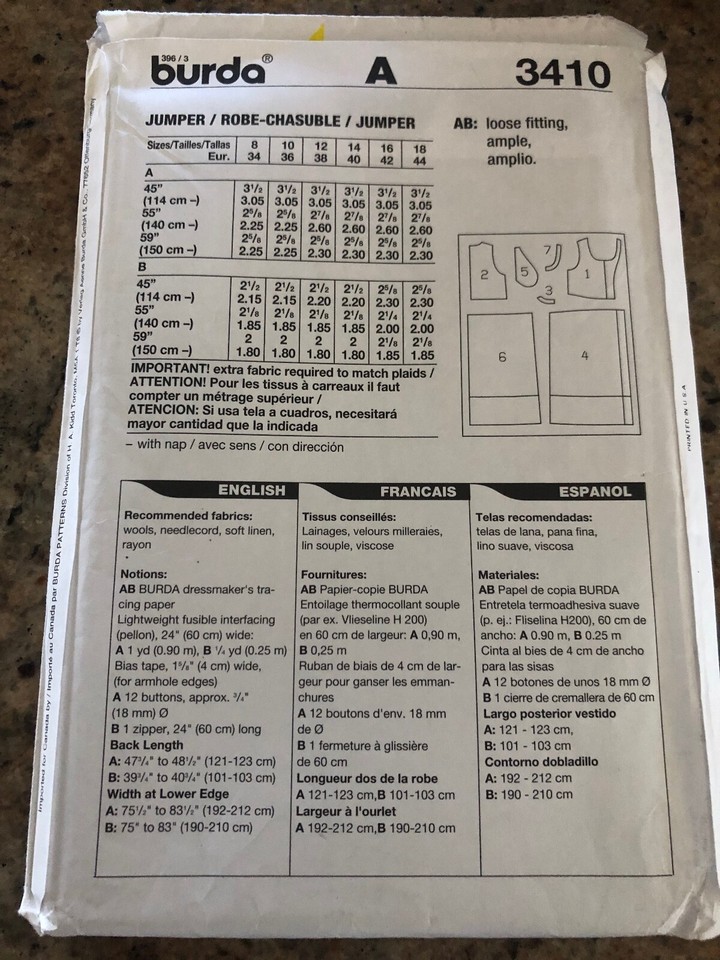 🌹 BURDA #3410 - LADIES EASY SUNDRESS or MATERNITY JUMPER PATTERN 8-18 ...