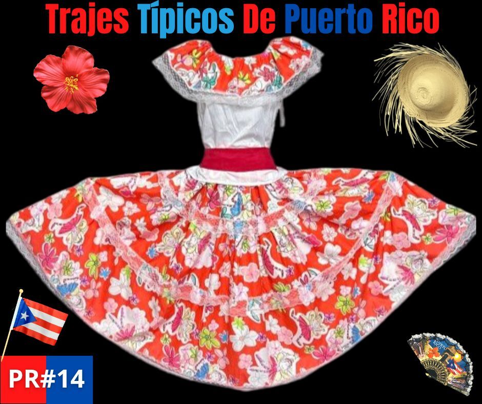 Puerto Rico Jíbara Dress 3PC Set – Amapola & Caribbean Floral Print. | eBay