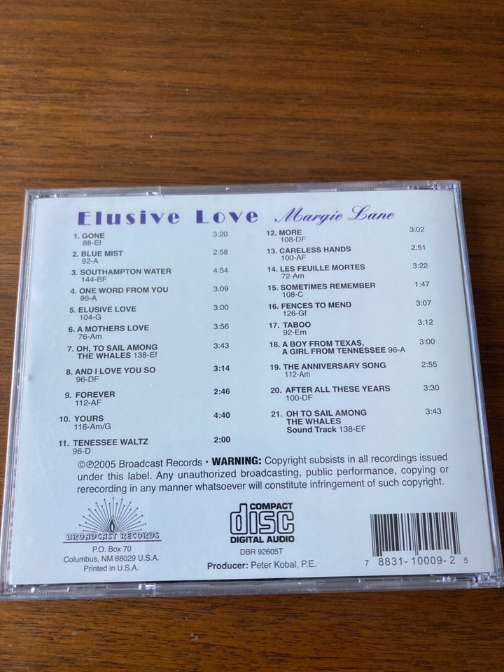 Elusive Love by Lane, Margie (CD, 2006) New 788311000925| eBay