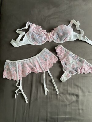 Nuance BH Slip String Set Gr 75E + 40/42 Weiß Rosa mit Bügeln ...