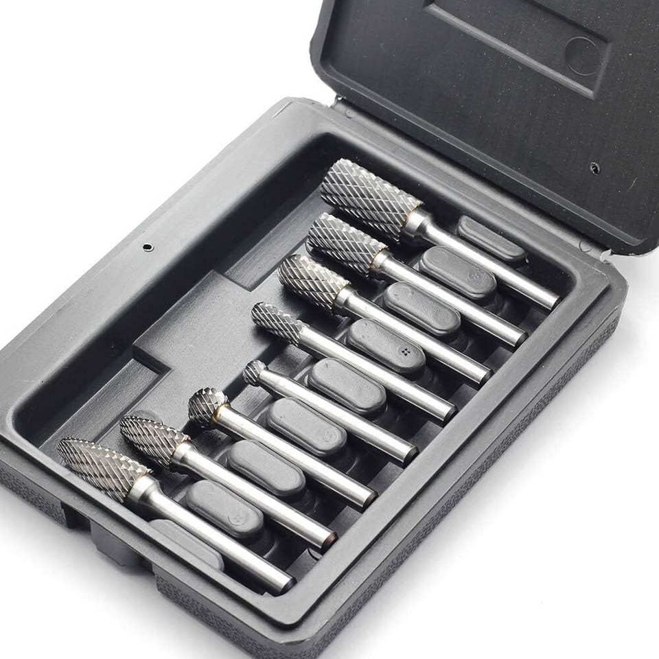 8Pcs Tungsten Carbide Burrs Rotary Burr Set Head 1/4'' Shank Die ...