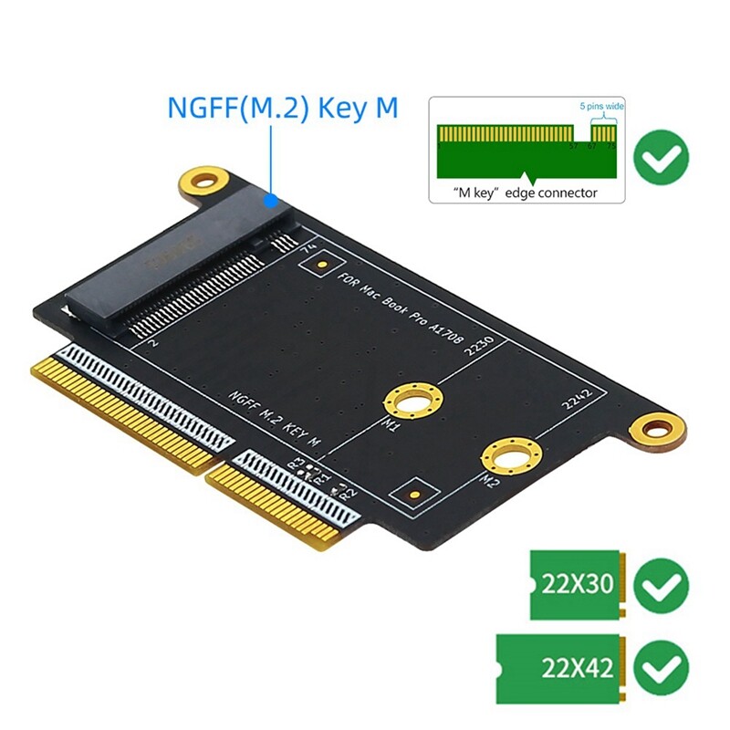NGFF M.2 NVMe Key M 2230/2242 Type Adapter Parts for Pro A1708 Model ...