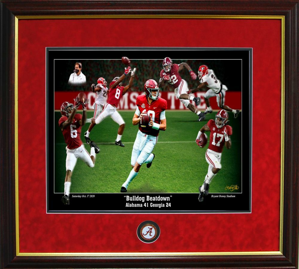ALABAMA FOOTBALL BULLDOG BEATDOWN OF GEORGIA WADDLE 2020 FRAMED PITTS ...