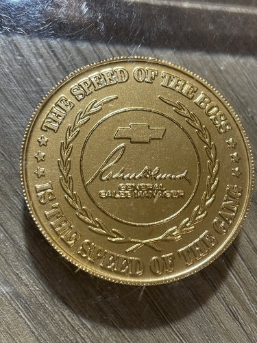 1971 Chevrolet Dealer Employee Recognition Award gold coin in lexan ...