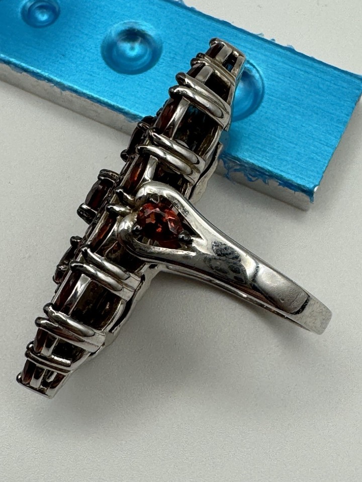 Vintage BBJ 925 Sterling Silver Large Bohemian Red Garnet Cluster Ring ...