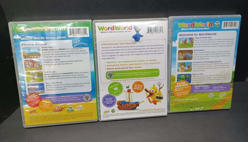 Vintage Sesame Street & Word World DVD Mixed Lot with 13" Count Plush ...