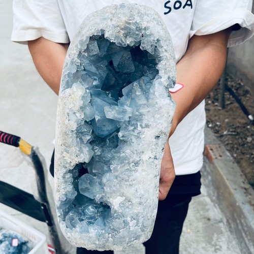 20.6lb Natural Beautiful Blue Celestite Crystal Geode Cave Mineral ...
