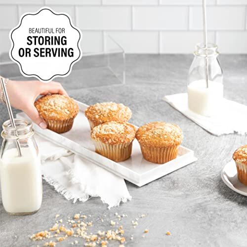 Rectangular Cake Tray, Cake Plate Dish with Lucite Display Cover White ...