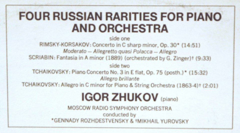 ANGEL MELODIYA Rimsky Scriabin Tchaikovsky IGOR ZHUKOV Piano Concertos ...