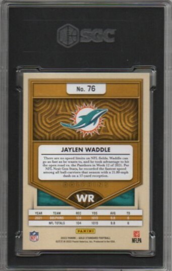 2022 Jaylen Waddle Gold Standard Rose Gold /25 SGC 10 Miami Dolphins | eBay