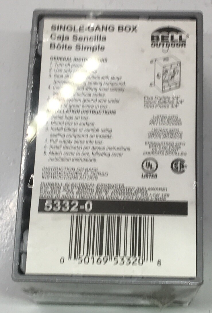 5332-0 RACO WEATHERPROOF BOX 1-GANG 5-INCH (3/4-INCH OUTLETS) GRAY | eBay