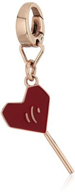 NEW FOSSIL ROSE GOLD TONE HEART SHAPE DARK RED LOLLIPOP CHARM PENDANT ...